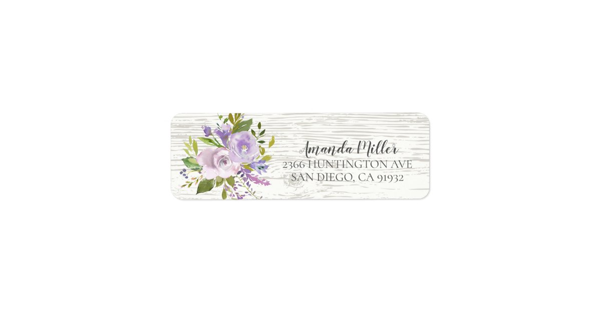 Rustic Wood Lavender Floral Return address Label | Zazzle