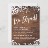 Rustic Wood, Lights & Lace We Eloped Celebration Invitation | Zazzle