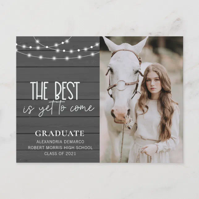 Rustic Wood Lights Photo Graduation Announcement | Zazzle
