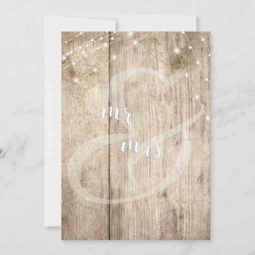 Rustic Wood Lights Post Ceremony Wedding Reception Invitation | Zazzle