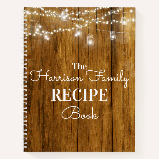 Rustic Wood & Lights Recipe Journal | Zazzle