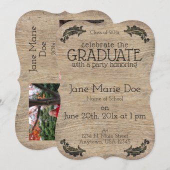 Rustic Wood Look Custom Graduation Invitations | Zazzle