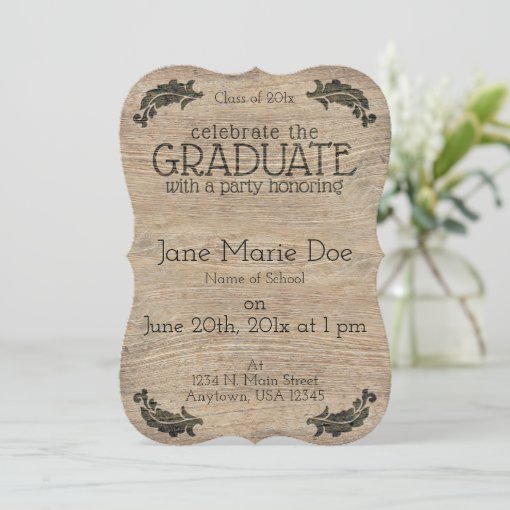 Rustic Wood Look Custom Graduation Invitations | Zazzle