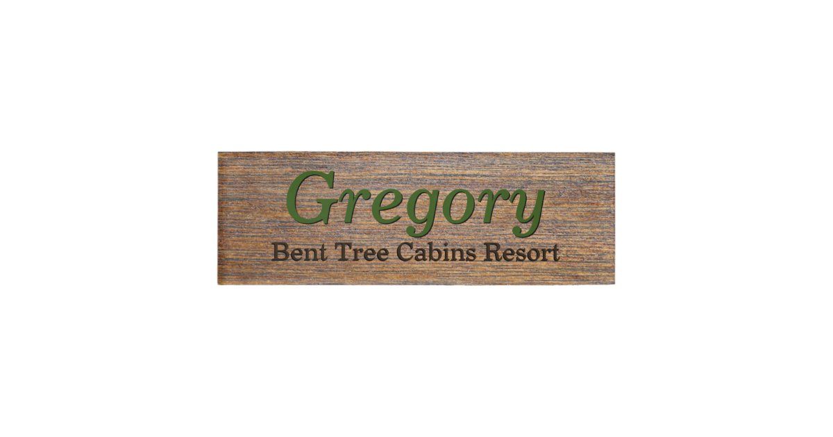 Rustic Wood Look Employee First Name Tag | Zazzle