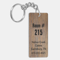Rustic Wood Look Hotel Room Number Keychain | Zazzle