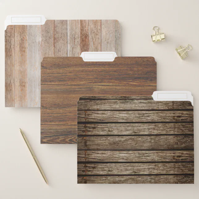 Rustic Wood Look Planks Brown File Folder | Zazzle