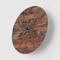 Rustic Wood Look Wall Clock for Man Cave | Zazzle