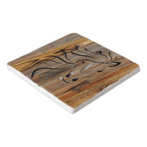 Rustic Wood Look - Wild Horse Head Trivet | Zazzle
