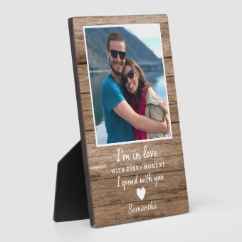 Rustic Wood Love Quote Couple Photo Anniversary Plaque | Zazzle