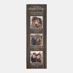 Rustic Wood Love Story Timeline Photo Wedding Outdoor Rug | Zazzle