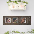 Rustic Wood Love Story Timeline Photo Wedding Outdoor Rug | Zazzle
