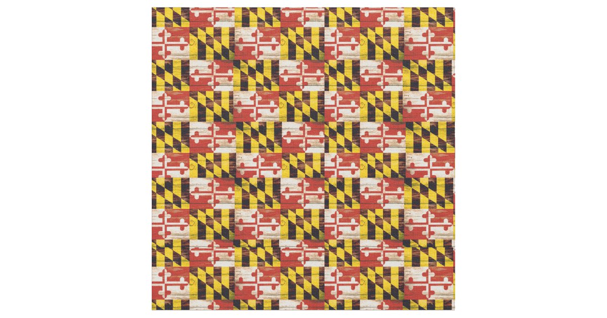 Rustic wood Maryland flag fabric yard | Zazzle
