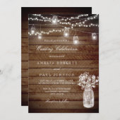 Rustic Wood Mason Jar Wedding Invitation | Zazzle