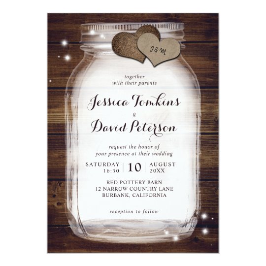 Rustic Wood Mason Jar Wedding Invitations | Zazzle.com