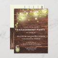 Rustic Wood Mason String Lights Engagement Party Postcard | Zazzle