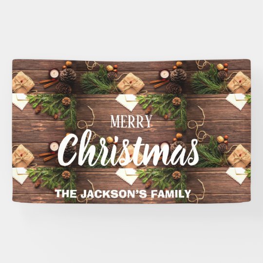 Rustic wood merry Christmas Banner | Zazzle.com