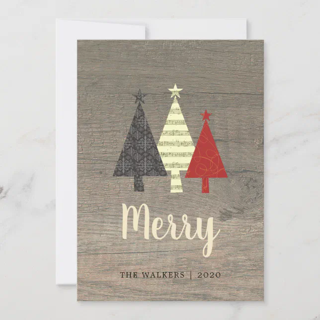 Rustic Wood Merry Christmas Holiday Card | Zazzle