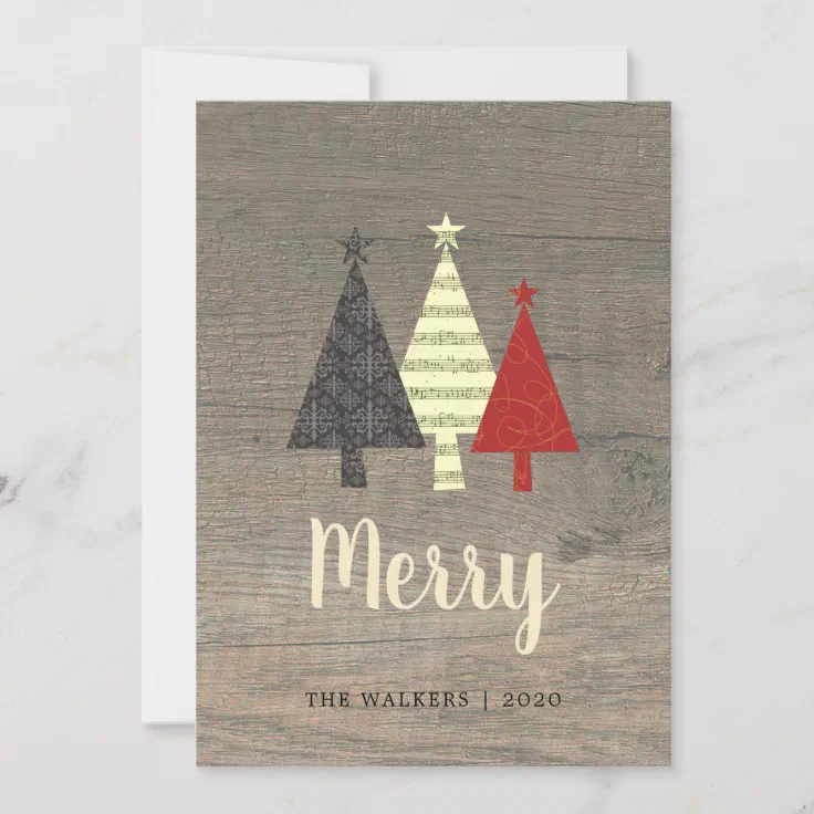 Rustic Wood Merry Christmas Holiday Card | Zazzle