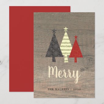 Rustic Wood Merry Christmas Holiday Card | Zazzle