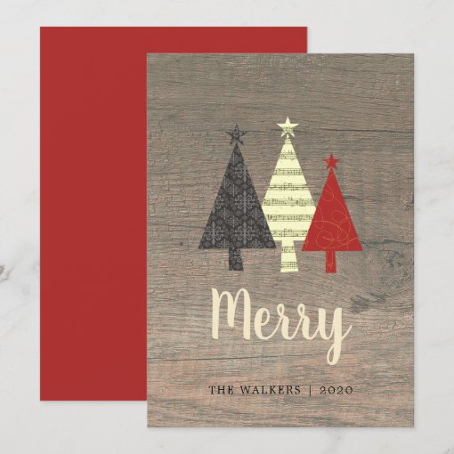 Rustic Wood Merry Christmas Holiday Card | Zazzle