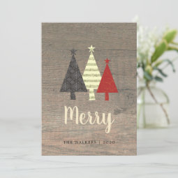 Rustic Wood Merry Christmas Holiday Card | Zazzle