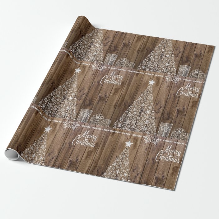 Rustic Wood Merry Christmas Wrapping Paper | Zazzle.com