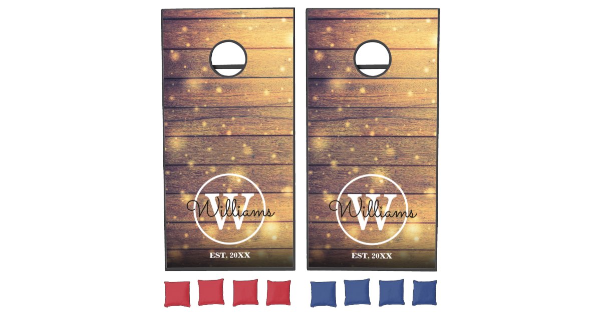 Rustic Wood Monogram Country Barn Cornhole Set | Zazzle.com