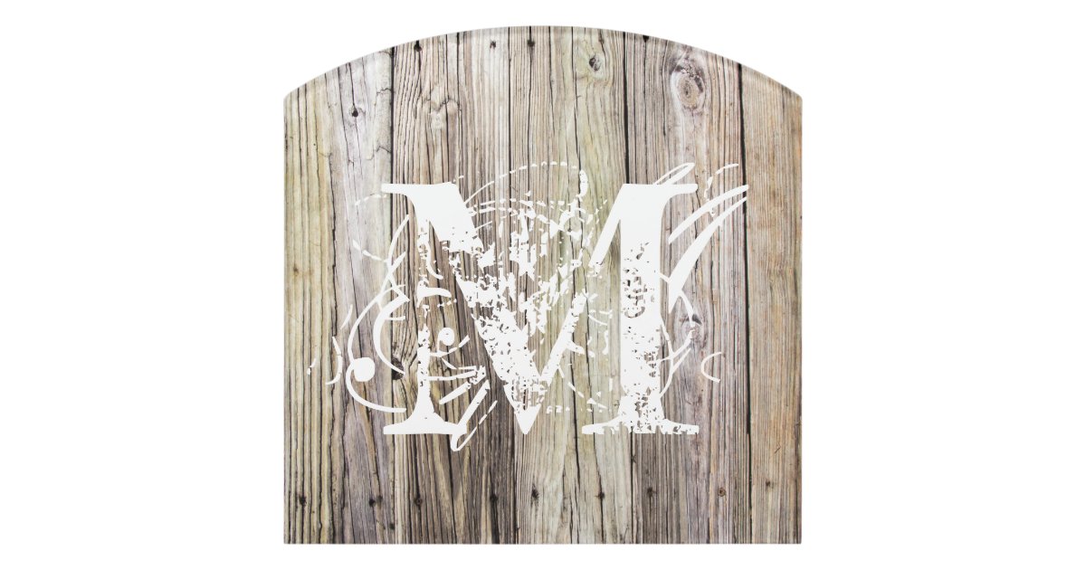 Rustic Wood Monogrammed Door Sign | Zazzle