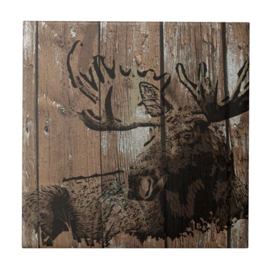 Rustic wood moose ceramic tile | Zazzle.com