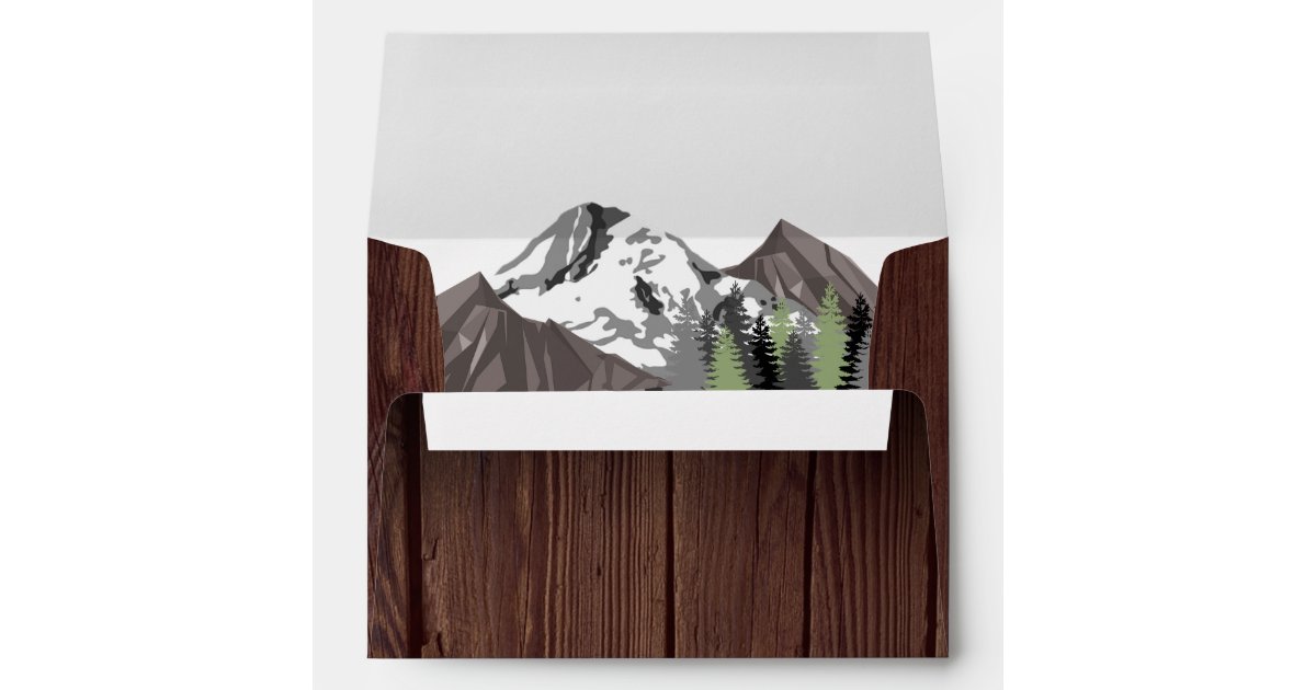 Rustic Wood Mountain Forest Wedding Envelope | Zazzle