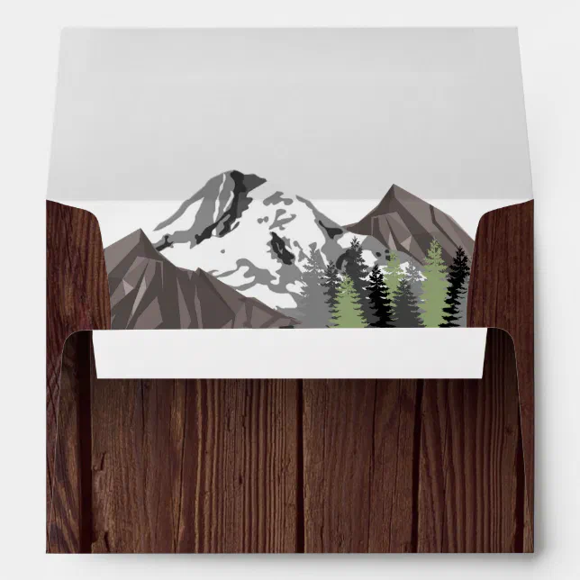 Rustic Wood Mountain Forest Wedding Envelope | Zazzle