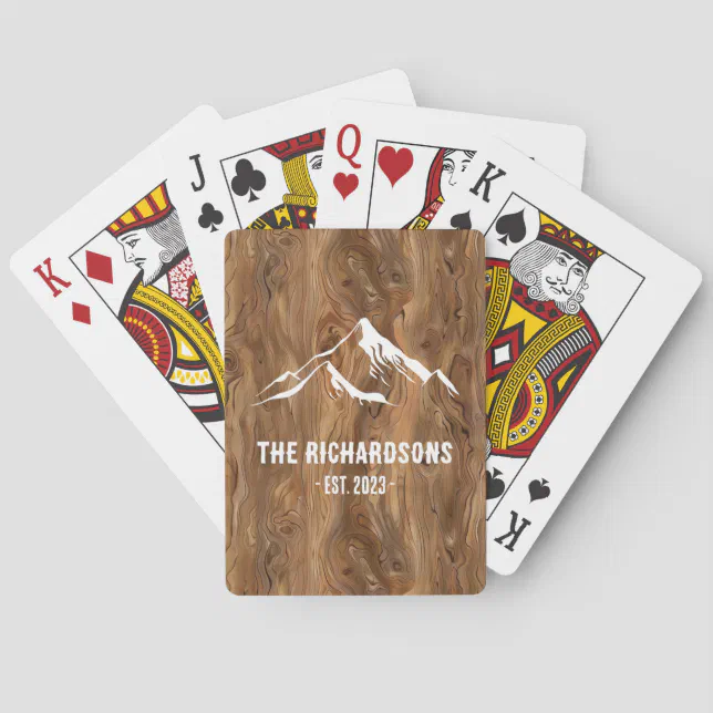 Rustic Wood Mountains Personalized Family Lake Ski Poker Cards | Zazzle