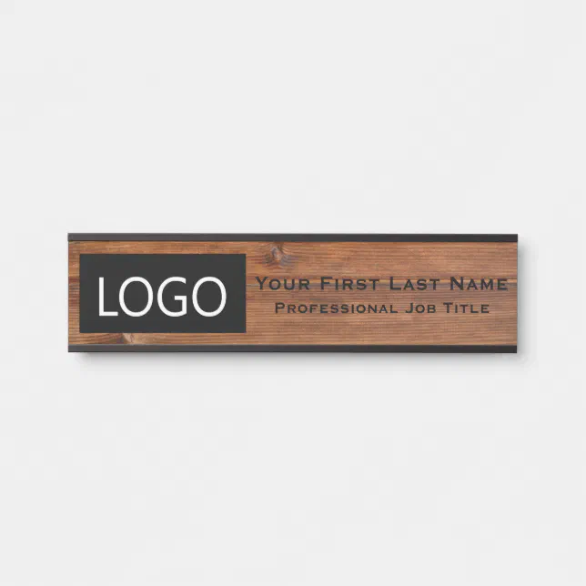 Rustic Wood Office Door Sign Logo Name Plate | Zazzle
