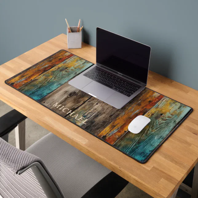 Rustic Wood Painted Personalized Name Desk Mat | Zazzle