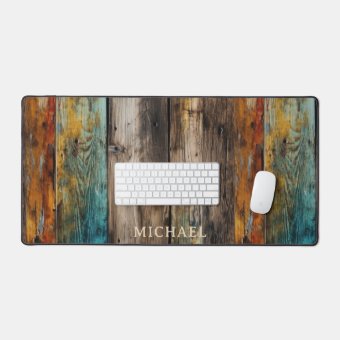Rustic Wood Painted Personalized Name Desk Mat | Zazzle
