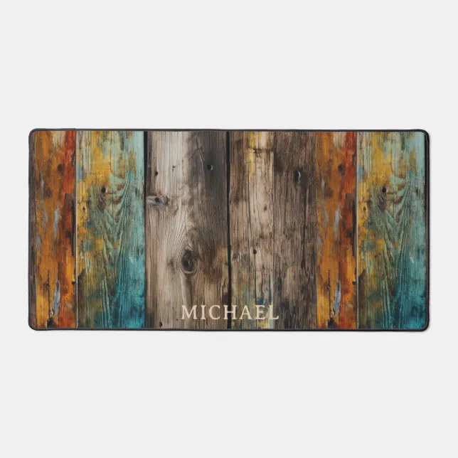 Rustic Wood Painted Personalized Name Desk Mat | Zazzle