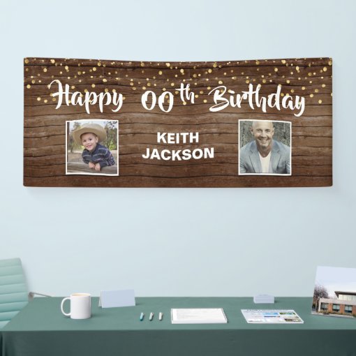 Rustic Wood Panel Happy Birthday PHOTO Banner | Zazzle