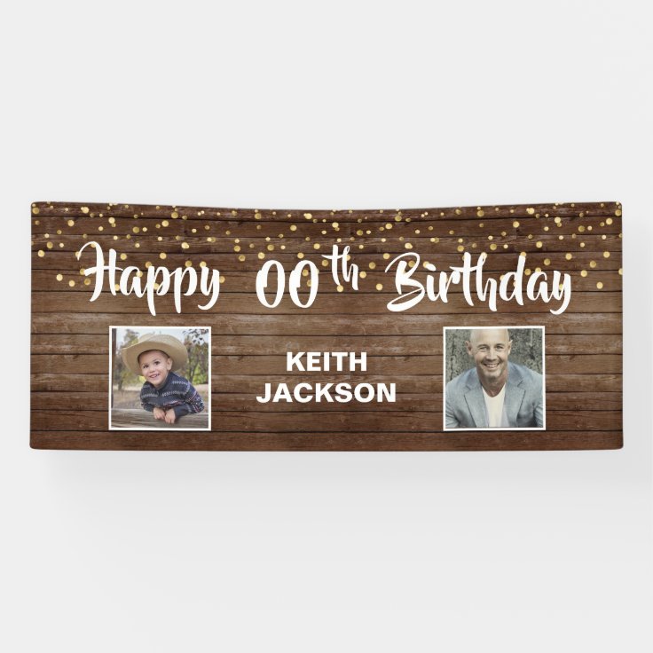 Rustic Wood Panel Happy Birthday PHOTO Banner | Zazzle