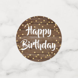 Rustic Wood Panels Gold Country Happy Birthday Confetti | Zazzle