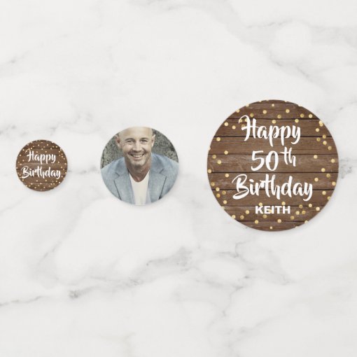 Rustic Wood Panels Gold Country Happy Birthday Confetti | Zazzle