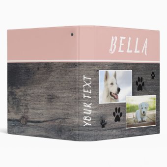 Rustic Wood Paw Print Pet Dog Photo Album 3 Ring Binder | Zazzle