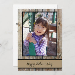 Rustic Wood Personalized Photo Happy Fathers Day Holiday Card | Zazzle