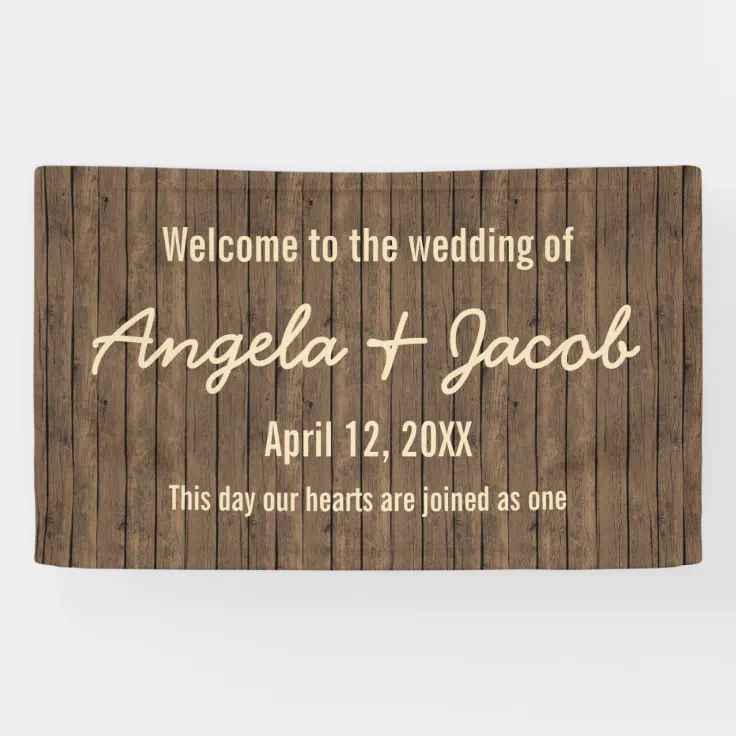 Rustic Wood Personalized Wedding Banner | Zazzle