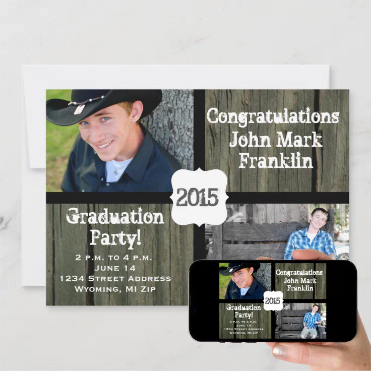 Rustic Wood Photo Graduation Announcement | Zazzle