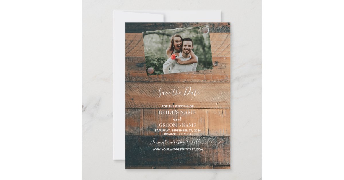 Rustic Wood Photo Wedding Save The Date | Zazzle
