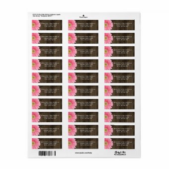 Rustic Wood Pink Gerber Daisy Address Labels | Zazzle