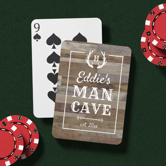 Rustic Wood Plank | Personalized Man Cave Poker Cards | Zazzle