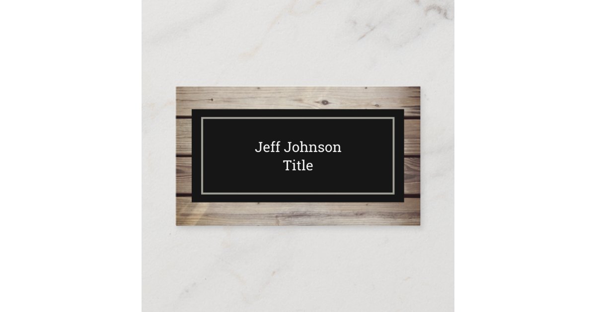 Rustic Wood Planks Black Business Card | Zazzle