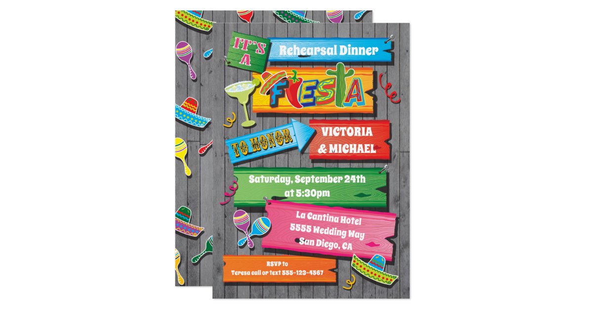 Rustic Wood Planks Mexican Fiesta Party Invitation | Zazzle.com