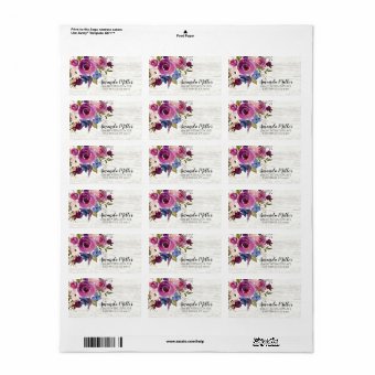 Rustic Wood Plum Blue Floral Return Address Label | Zazzle